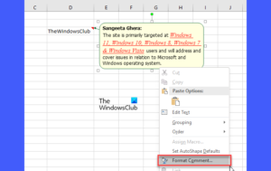 Change default Color, Shape, Font of Comment Box in Excel