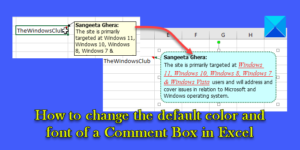 Change default Color, Shape, Font of Comment Box in Excel