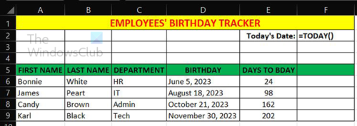 How to subtract a Date from Today in Excel
