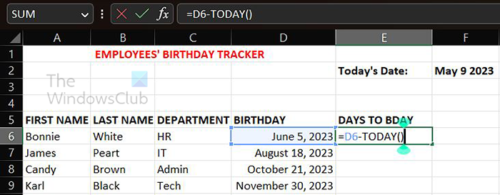 How to subtract a Date from Today in Excel