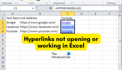 Fix Hyperlinks not opening or working in Excel