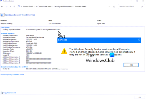 SecurityHealthService.exe crashing or stopped working [Fix]
