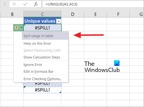 How to fix #SPILL! error in Excel?