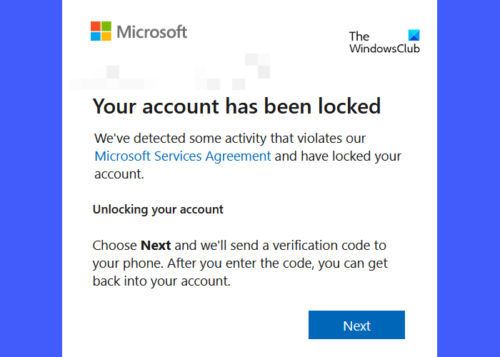 Your account has been locked - Microsoft