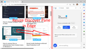 How to resize Discover Pane in Microsoft Edge on Windows 11