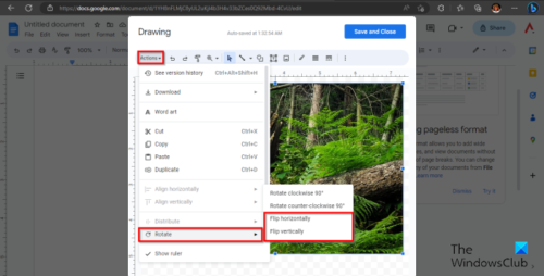 How to flip an Image in Google Docs