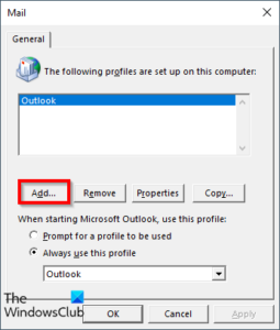 How to create, delete and use Profiles on Outlook