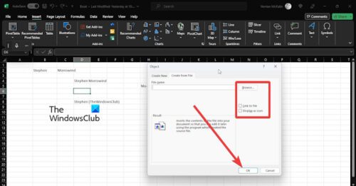 How to insert a Word document in Excel