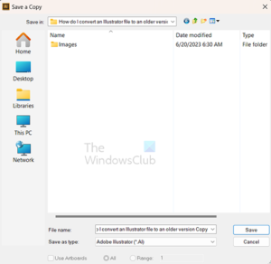 How do I convert an Illustrator file to an older version?