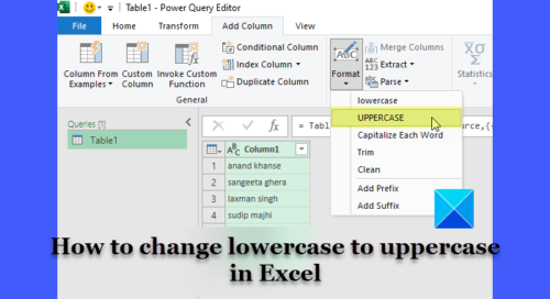 How to change Lowercase to Uppercase in Excel