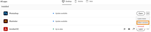 How to install previous versions of Adobe Creative Cloud apps