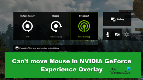 Can't move Mouse in NVIDIA GeForce Experience Overlay