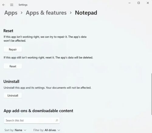 Notepad keeps closing automatically on Windows 11