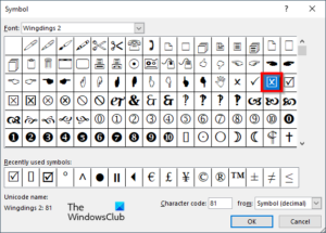 How to change the tick in a check box in Word