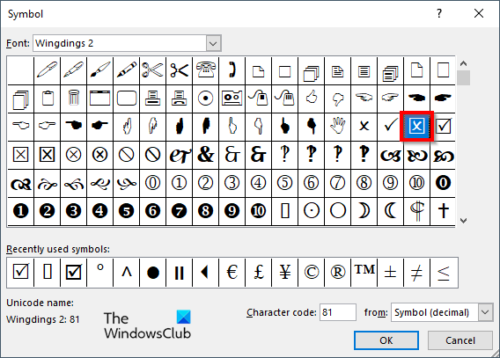 How to change the tick in a check box in Word