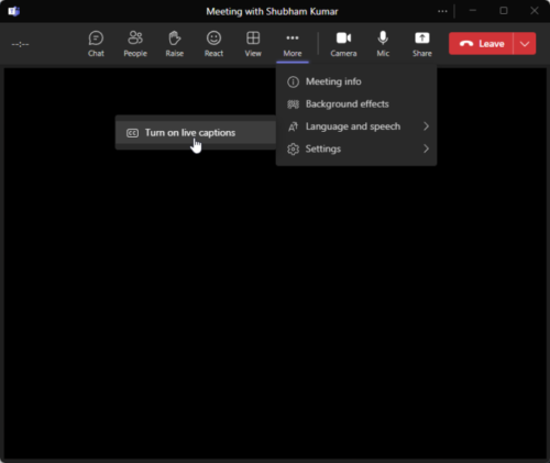 How to use Live Captions in a Teams meeting?