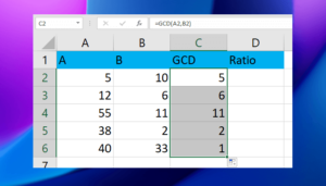 How to calculate Ratio in Excel