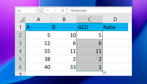 How to calculate Ratio in Excel