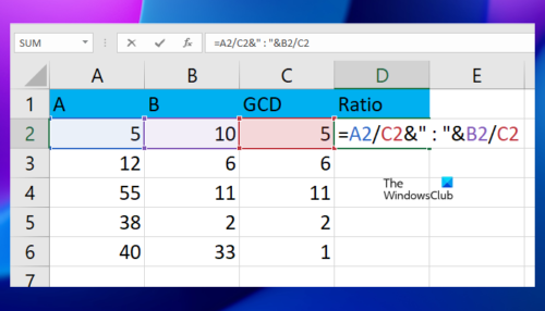 How to calculate Ratio in Excel