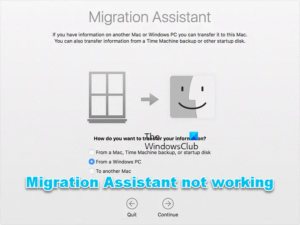 Windows Migration Assistant not working on PC