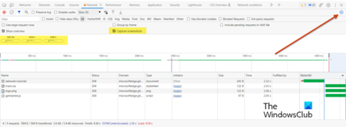 Network Tools in F12 Developer Tools of Microsoft Edge browser