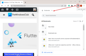 Disable or Enable Power Bookmarks Sidebar in Chrome