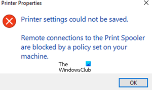 Fix Printer settings could not be saved error on Windows PC
