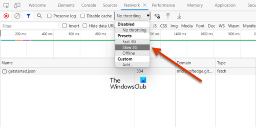 Network Tools in F12 Developer Tools of Microsoft Edge browser
