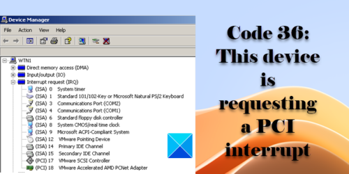 This device is requesting a PCI interrupt but is configured for an ISA ...