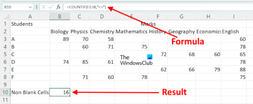 How to count Nonblank Cells in Excel