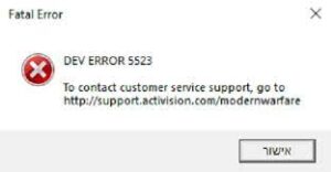Dev Error 5523 on CoD, MW and Warzone