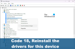 Code 18, Reinstall the drivers for this device