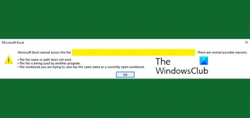 Microsoft Excel Cannot Access The File [fix]