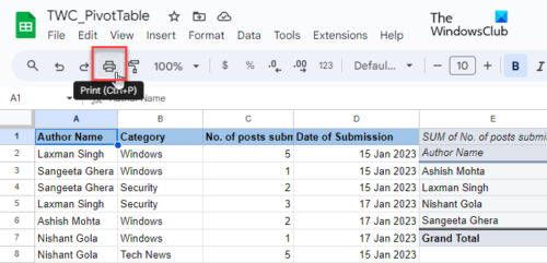 How to add Headers or Footers in Google Sheets?