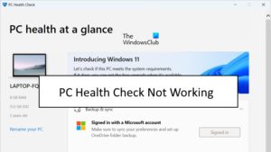 PC Health Check not opening, working or showing results