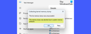 Create Live Kernel Memory Dump File using Task Manager