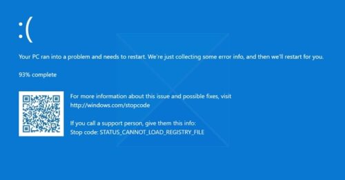 STATUS_CANNOT_LOAD_REGISTRY_FILE, Error 0xC0000218