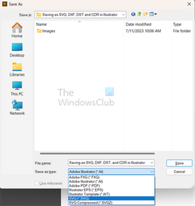 How to save file as SVG, DXF, DST, and CDR in Illustrator