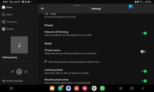 How to turn on Private Sessions on Spotify