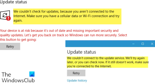 We couldn’t connect to the update service in Windows 11/10