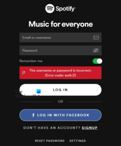 Can't login to Spotify with correct password or phone number