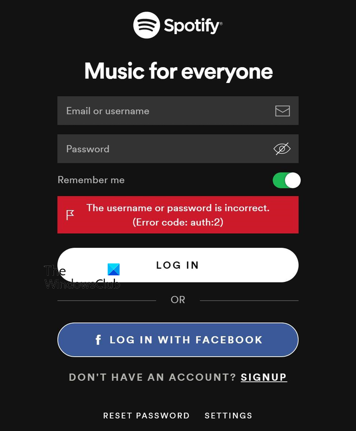 Can't login to Spotify with correct password or phone number