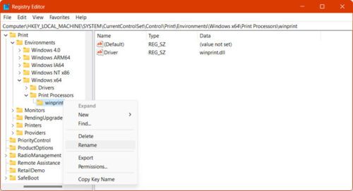 The specified printer driver is currently in use