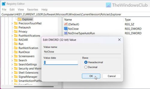 How to Show or Hide Restart button in Windows 11/10