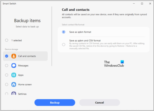 Samsung Smart Switch: Backup data from Phone to PC