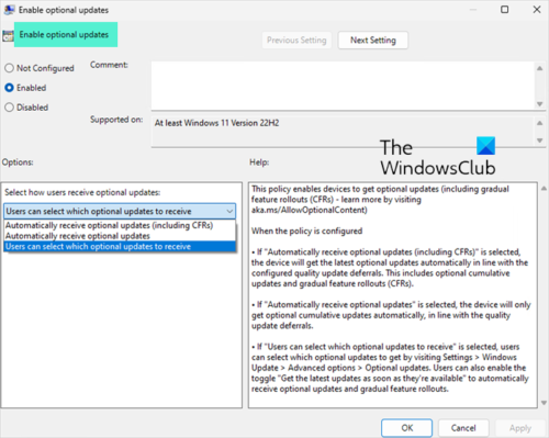 Automatically Receive Optional Updates In Windows 11