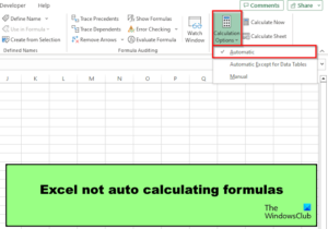 Excel not auto calculating formulas [Fix]