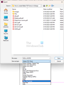 How to export InDesign document to Word