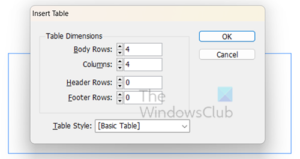 How to create a Table in InDesign