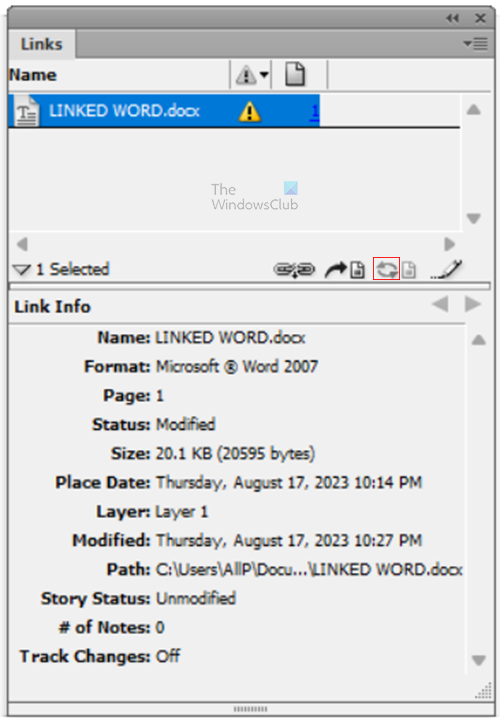 Link InDesign to Word for automatic update automatically